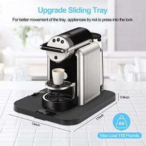 Appliance Slider, Two-Way Appliance Sliding Tray, Kitchen Caddy Countertop Appliance Sliders Coffee Tray with 4 Rolling Wheels for Coffee Maker, Toaster, Air Fryer, Pot, Aid Mixer, Up to 110lbs