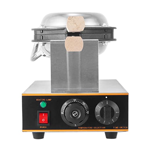 VEVOR Commercial Bubble Waffle Maker, 1400W Egg Bubble Puff Iron w/ 180° Rotatable 2 Pans & Wooden Handles, Stainless Steel Baker w/ Non-Stick Teflon Coating, 50-250℃/122-482℉ Adjustable