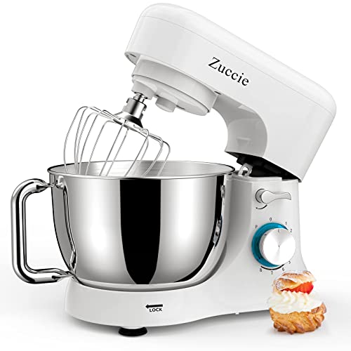 Stand Mixer, Zuccie 4.5L Mixers Kitchen Electric Stand Mixer, 380W Motor Power Food Mixer, 8+P-Speed Dough Mixer with Dough Hook, Wire Whip & Beater, White