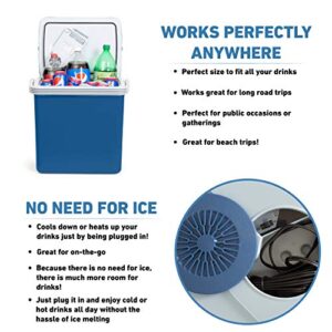 K-Box Electric Cooler and Warmer for Car and Home - 34 Quart (32 Liter) - Dual 110V AC House and 12V DC Vehicle Plugs (Blue)