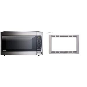 panasonic microwave oven nn-sn966s stainless steel countertop/built-in with inverter technology and genius sensor, 2.2 cubic foot, 1250w & 30 trim kit, 30 inch, silver