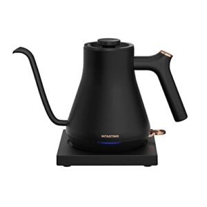 electric kettle, intasting professional electric gooseneck kettles, 0.65mm ultra-slim spout, precise water flow control, 304 stainless steel inner, 0.8l, auto shut-off, boil dry protection, black