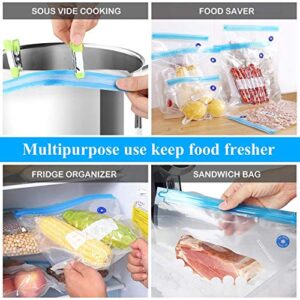 ZEROLISM Sous Vide Bags 50 Vacuum Sealer Reusable BPA Free Food Bags 4 Sizes Vacuum Zipper Bags 4 sealing clips 5 sous vide bag clips Joule Cookers Anova Food Storage Preservation