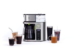 braun multiserve coffee machine 7 programmable brew sizes / 3 strengths + iced coffee, glass carafe (10-cup), stainless steel, kf9070s