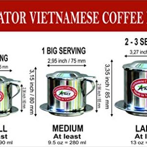 AMT 13 OZ Vietnamese Coffee Maker, 2-3 Servings, Screw Down Phin Coffee Vietnamese Coffee Filter Vietnam Coffee Dripper for making Vietnamese Style at Home Office(9, Handle)