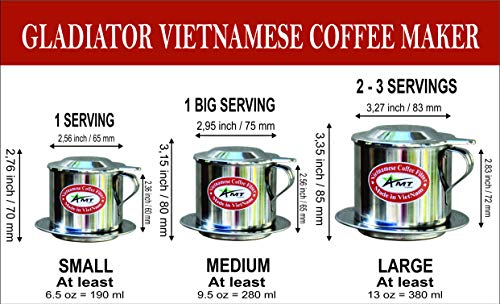 AMT 13 OZ Vietnamese Coffee Maker, 2-3 Servings, Screw Down Phin Coffee Vietnamese Coffee Filter Vietnam Coffee Dripper for making Vietnamese Style at Home Office(9, Handle)