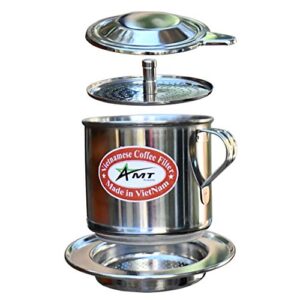 AMT 13 OZ Vietnamese Coffee Maker, 2-3 Servings, Screw Down Phin Coffee Vietnamese Coffee Filter Vietnam Coffee Dripper for making Vietnamese Style at Home Office(9, Handle)