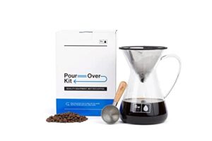 pour over coffee maker set – pour over kit includes large glass carafe and reusable dripper coffee filter and coffee scoop – 7 cup drip coffee brewer (34oz | 1000ml)