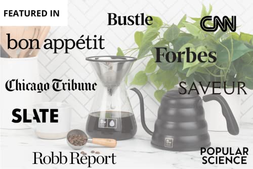 Pour Over Coffee Maker Set - Pour Over Kit Includes Large Glass Carafe and Reusable Dripper Coffee Filter and Coffee Scoop - 7 Cup Drip Coffee Brewer (34oz | 1000ml)