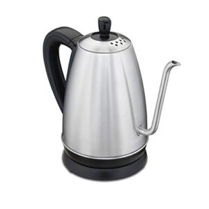 hamilton beach gooseneck pour over electric tea kettle, water boiler & heater, 1.2 l, cordless, auto-shutoff & boil-dry protection, stainless steel (40899)