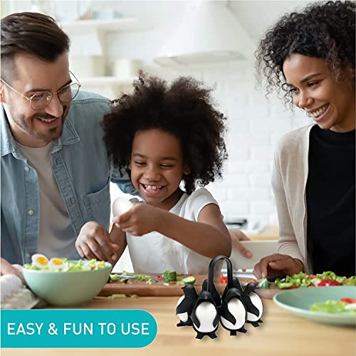 Penguin 3-in-1 Cook, Store and Serve Egg Holder. Easy-to-use Penguin-Shaped Boiled Egg Cooker Boiler for Making Hard or Soft Boiled Eggs. 6 Eggs Capacity