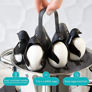 Penguin 3-in-1 Cook, Store and Serve Egg Holder. Easy-to-use Penguin-Shaped Boiled Egg Cooker Boiler for Making Hard or Soft Boiled Eggs. 6 Eggs Capacity