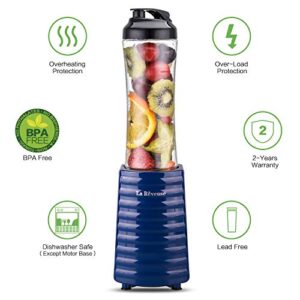 La Reveuse Smoothies Blender 300 Watt with 18 oz BPA-Free Portable Travel Sports Bottle (Navy Blue)