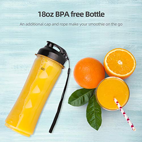 La Reveuse Smoothies Blender 300 Watt with 18 oz BPA-Free Portable Travel Sports Bottle (Navy Blue)