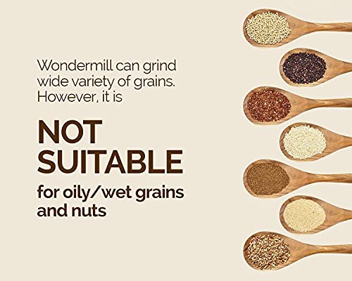 Powerful Electric Grain Mill Wheat Grinder for Home and Professional Use - High Speed Grain Grinder Flour Mill for Healthy Grains and Gluten-Free Flours - Electric Grain Mill by Wondermill,White