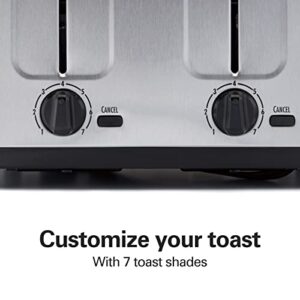 Hamilton Beach 4 Slice Toaster with Extra Wide Slots for Bagels, Shade Selector, Toast Boost, Slide-Out Crumb Tray, Auto-Shutoff and Cancel Button, Brushed Stainless Steel (24910)