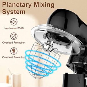 Mini Angel Electric Stand Mixer, 5.5 Quarts, Dough Hook, Flat Beater, Wire Whisk Attachments, 10+P Speeds with Splash Guard, Black with DIY STICKERS