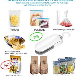 Mini Bag Sealer Heat Seal, 2 in 1 Sealer and Cutter Portable Mini Sealing Household Machine with Detachable Hook for Plastic Bags