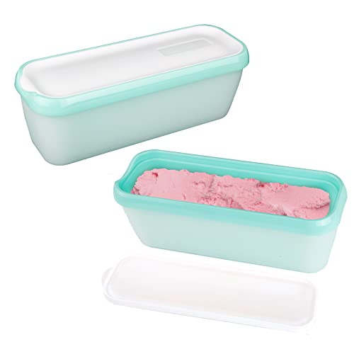 HipBrandFactory Ice Cream Storage Containers with Lids 2 Pack - 1.5 Quarts Reusable Homemade Ice Cream Tubs, Freezer Containers Perfect for Sorbet, Frozen Yogurt Or Gelato (Blue)