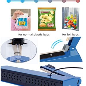 Impulse Heat Sealer Poly Bag Heat Sealer Sealing Machine Heat Seal Closer for Plastic Bags PE PP Bags with Extra Repair Kit (8 inch)