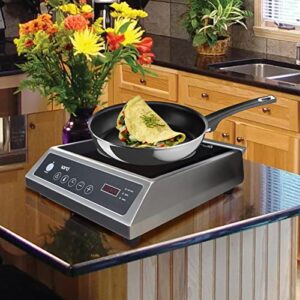 VONCI 1800W Commercial Induction Cooktop, Durable Countertop Burner with Stainless Steel Housing, Professional Countertop Induction Cooker with Big LED Screen and Button Control for Restaurant.