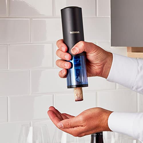 Wine Enthusiast Electric Blue Electric Wine Opener - Automatic Wine Corkscrew - No Button, Easy Open, Wine Key