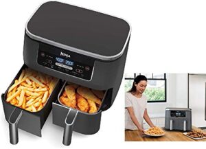 ninja dz100 foodi 4-in-1, 8-qt, 2-basket air fryer with dualzone technology, renewed, dz201, ninja dz201– 8-quart