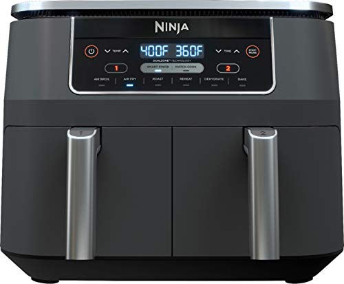 Ninja DZ100 Foodi 4-in-1, 8-qt, 2-Basket Air Fryer with DualZone Technology, Renewed, DZ201, Ninja DZ201-- 8-Quart