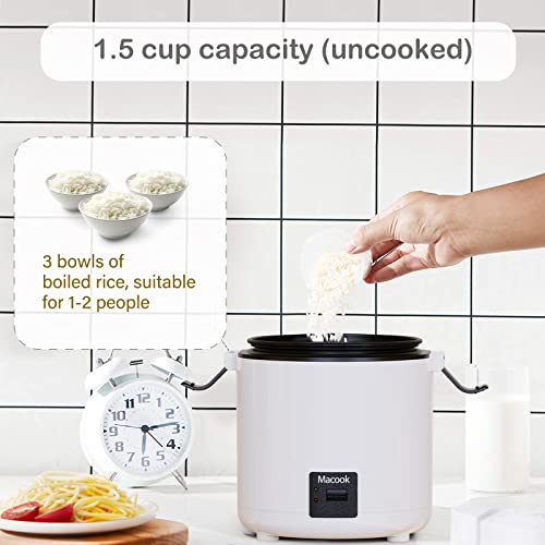 Mini Rice Cooker 1-1.5 Cups Uncooked(3 Cups Cooked), Rice Cooker Small with Bento Box, Removable Nonstick Pot, One Touch&Keep Warm Function, Portable Rice Cooker for Soup Grain Oatmeal Veggie, Black