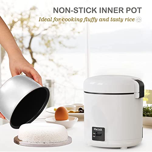 Mini Rice Cooker 1-1.5 Cups Uncooked(3 Cups Cooked), Rice Cooker Small with Bento Box, Removable Nonstick Pot, One Touch&Keep Warm Function, Portable Rice Cooker for Soup Grain Oatmeal Veggie, Black