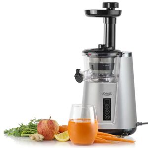 omega jc3000sv13 vertical masticating juicer, 65 rpm compact cold press juicer machine, 150 w, silver