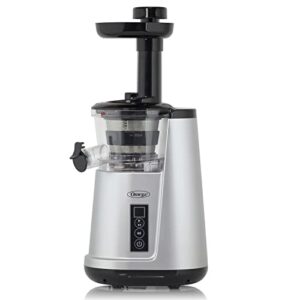 Omega JC3000SV13 Vertical Masticating Juicer, 65 RPM Compact Cold Press Juicer Machine, 150 W, Silver