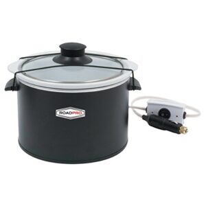 roadpro-rpsl-350 quart slow cooker, auto travel, 12v, white, 1.5 quart