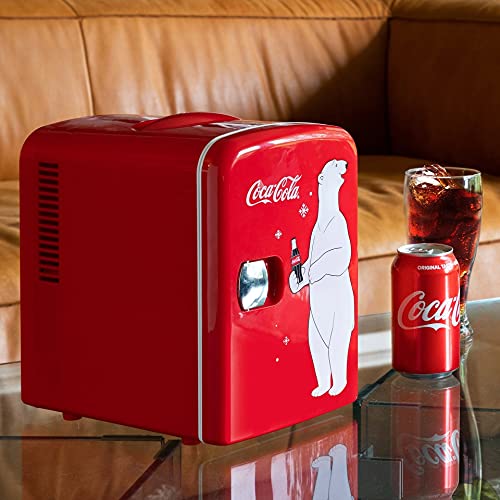 Coca Cola KWC4 KWC4B Polar Bear 4 litres Mini Fridge, 4 Liters, Red/White