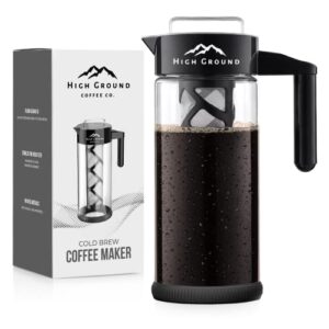 high ground – cold brew coffee maker, tea brewer, mesh filter, 1.3l (44oz) bpa free iced coffee maker