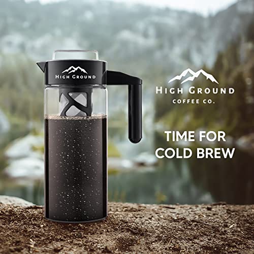 High Ground - Cold Brew Coffee Maker, Tea Brewer, Mesh Filter, 1.3L (44oz) BPA Free Iced Coffee Maker