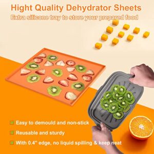 6 Pcs Silicone Dehydrator Sheets, Silicone Tray with Edge for 13" x 12" Trays, Reusable Silicone Dehydrator Trays Compatible with Cosori CP267-FD for Jerky, Fruit, Meat, Vegetables, Crackers