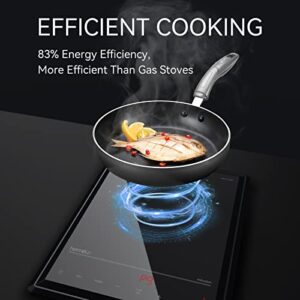 Hermitlux Portable Induction Cooktop, 1800W Fast Heating Induction Burner with Sensor Touch & Child Lock, 9 Power Levels Hot Plate for Cast Iron, Stainless Steel Cookware