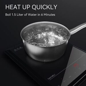 Hermitlux Portable Induction Cooktop, 1800W Fast Heating Induction Burner with Sensor Touch & Child Lock, 9 Power Levels Hot Plate for Cast Iron, Stainless Steel Cookware