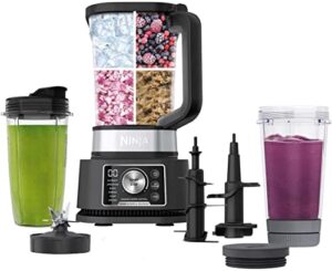 ninja co351b ss351 foodi power pitcher system, smoothie bowl maker, 4in1 blender + food processor, single serve blender 1400wp smarttorque 6 auto-iq presets (renewed)