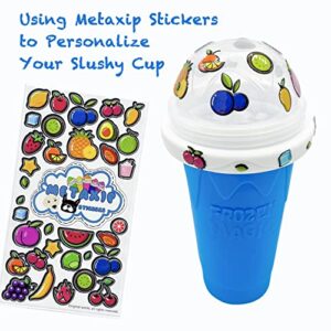 METAXIP Slushy Maker Cup, Magic Quick Frozen Smoothie Cup, Ice Maker Slushy Machine for Home and Kids, Freezer Cups for Smoothies, Cooling and Frozen Magic Cups TIK TOK Cups with Sticker Straw Brush