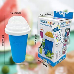 METAXIP Slushy Maker Cup, Magic Quick Frozen Smoothie Cup, Ice Maker Slushy Machine for Home and Kids, Freezer Cups for Smoothies, Cooling and Frozen Magic Cups TIK TOK Cups with Sticker Straw Brush