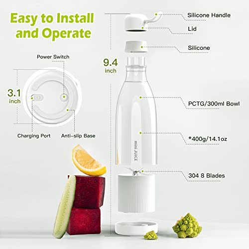 Personal Blender, Cheweetty Personal Size Blender for Shakes and Smoothies, Electric Fresh Juice Blender Cup, 10Oz Portable Blender USB Rechargeable with Eight 3D Blades for Home, Travel, Outdoors