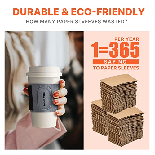 Coffee and Drinks Heated Sleeve Reusable Coffee Warmer with Portable USB Fast Charging Heats Cups, a Drink Holder with an Adjustable Sleeve, Type C USB Cable Included (Grey)