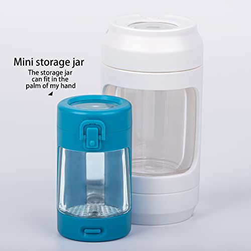 Jars Light-Up LED Transparent Glass Air Tight Storage Jars with Magnifying Viewing Jar Portable Mini Lightweight for Easy Storage and Carrying (Black)