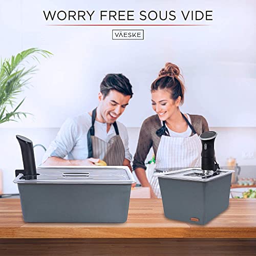 VÄESKE Large Sous Vide Container 26 Quarts with Lid, 2 Sous Vide Racks & Insulating Sleeve | Neoprene Retains Heat | Compatible with Anova, Anova Nano, Joule, Instant Pot, Sous Vide Cookers (26 QT)