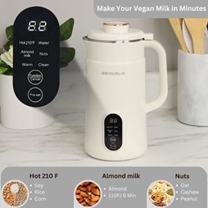 Geniuslix Automatic Vegan Nut Milk Maker Machine - Auto Clean & Temperature Control Soy Milk Maker, Homemade Non-Dairy Beverages - Oat/Coconut/Cashew/Almond Milk Machine with Recipe