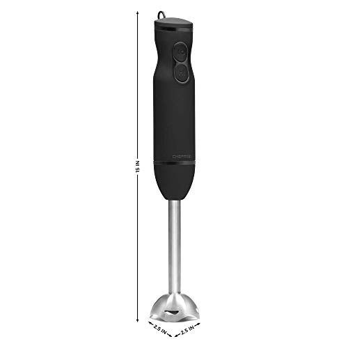 Chefman Immersion Stick Hand Blender Powerful Electric Ice Crushing 2-Speed Control Handheld Food Mixer, Purees, Smoothies, Shakes, Sauces and Soups, Black