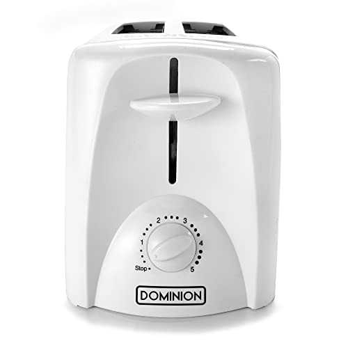 Dominion 2-Slice Toaster with Shade Control, Slide-Out Crumb Tray, Auto-Shutoff, Toast Lift, White