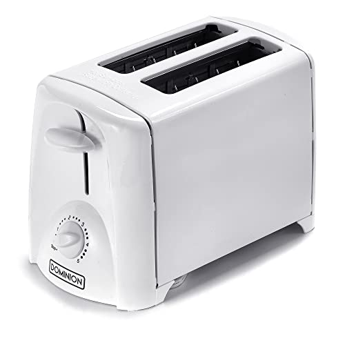 Dominion 2-Slice Toaster with Shade Control, Slide-Out Crumb Tray, Auto-Shutoff, Toast Lift, White